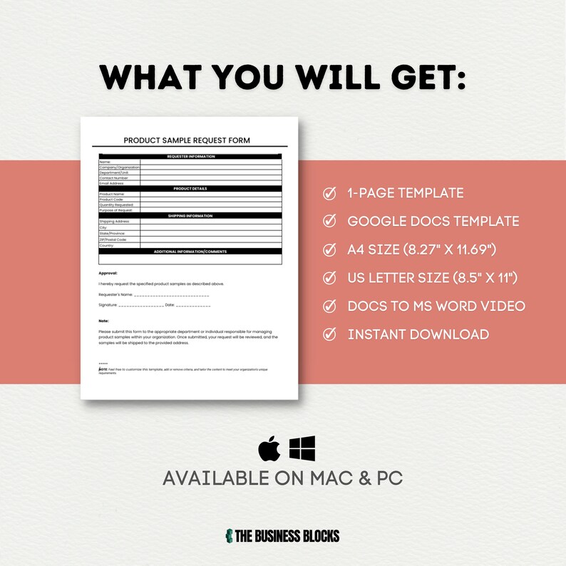 Product Sample Request Form Template (google Docs, MS Word) - Etsy