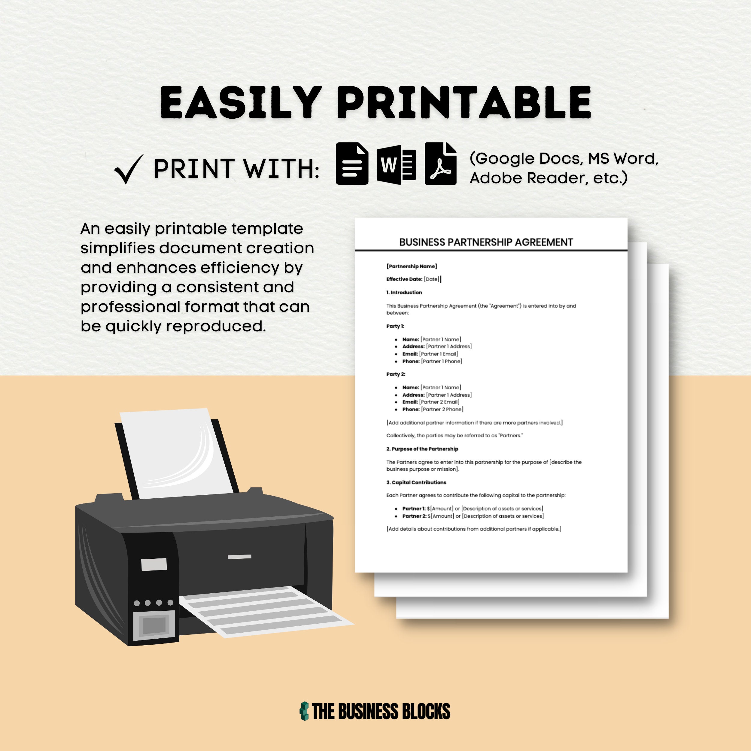 Business Partnership Agreement Template Business Contract Partnership ...