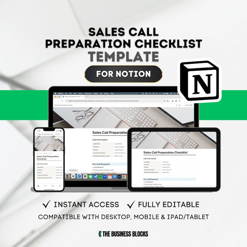 NOTION Sales Call Preparation Checklist Template Sales Call Planning ...
