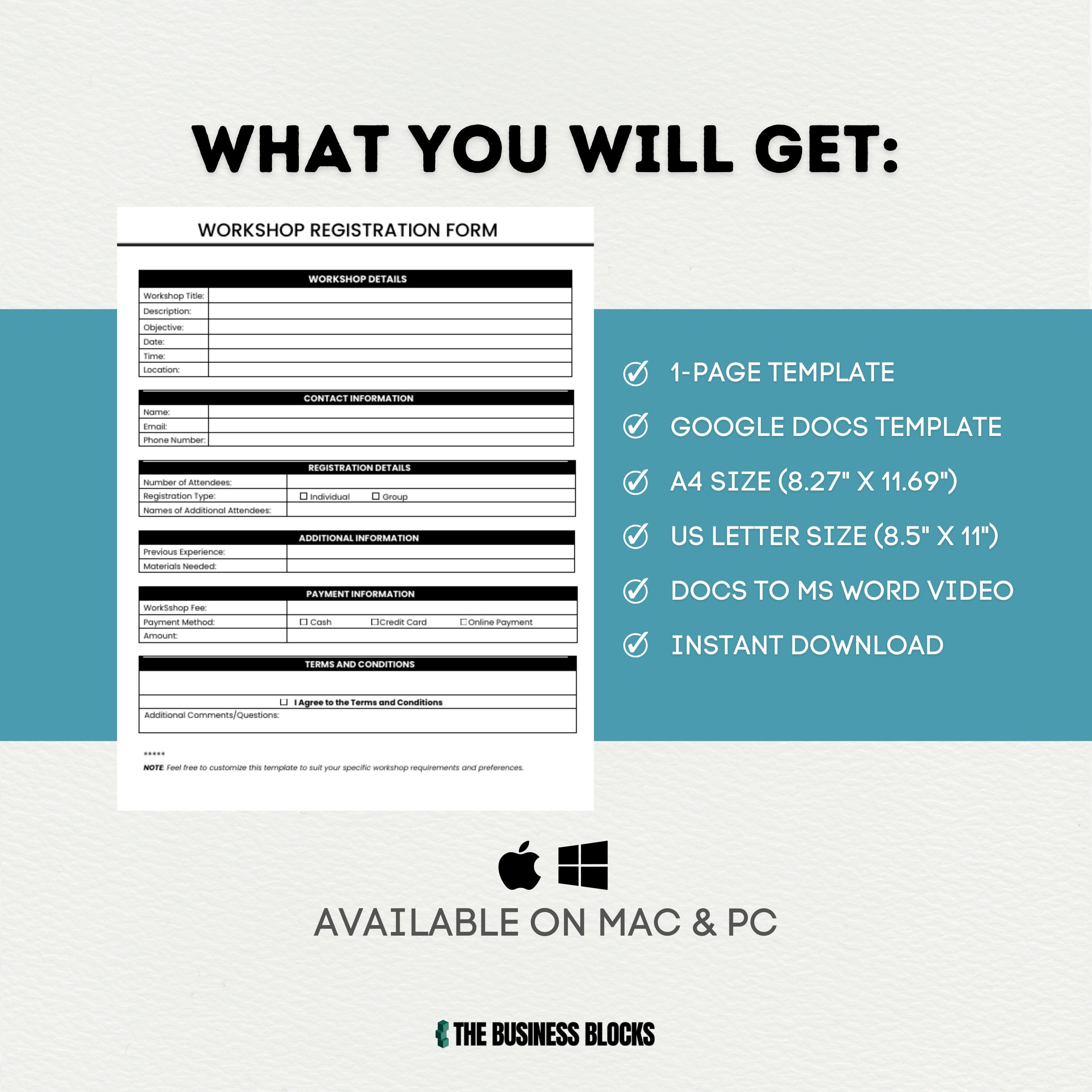 Workshop Registration Form Template: Editable Sign-up (digital Download ...