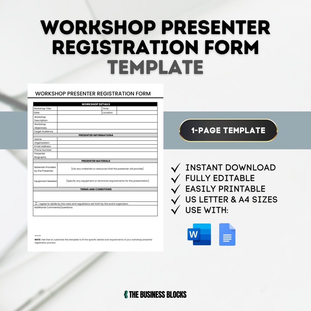 Workshop Presenter Registration Form Template Presenter Signup Form for ...