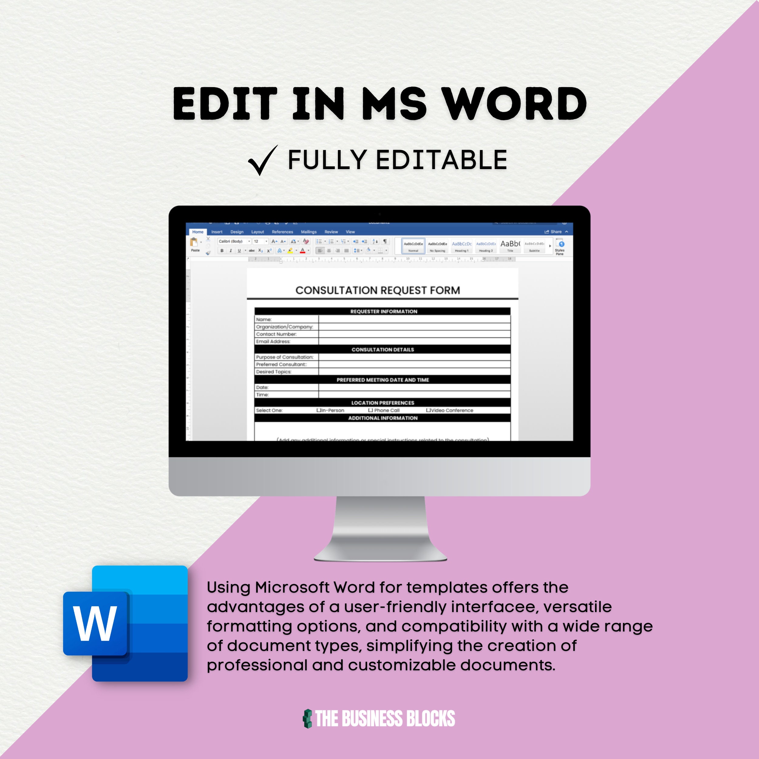 Consultation Request Form Template: Editable Business Form (digital ...