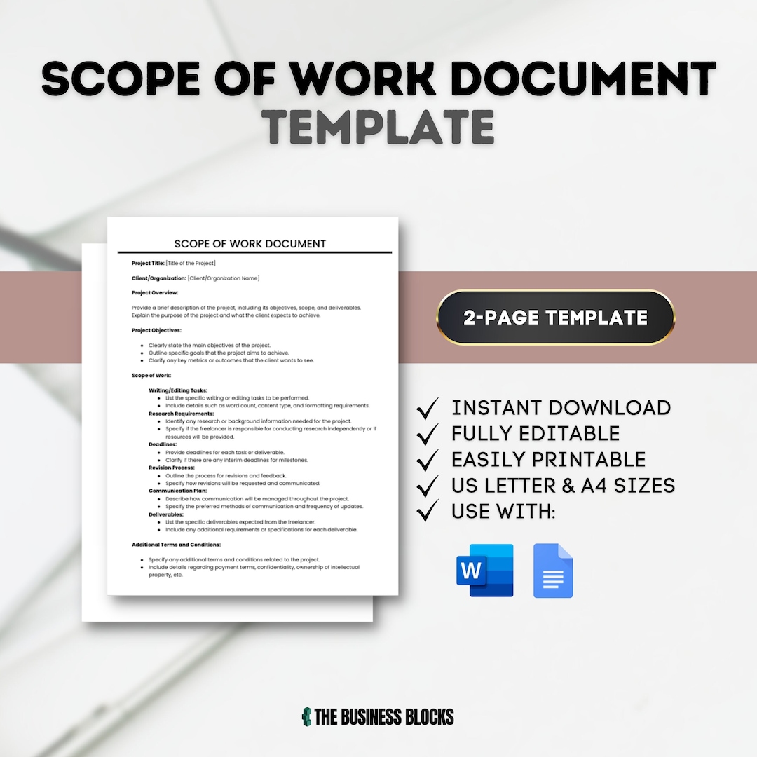 Scope of Work Document Template SOW Document Example Project Scope of ...