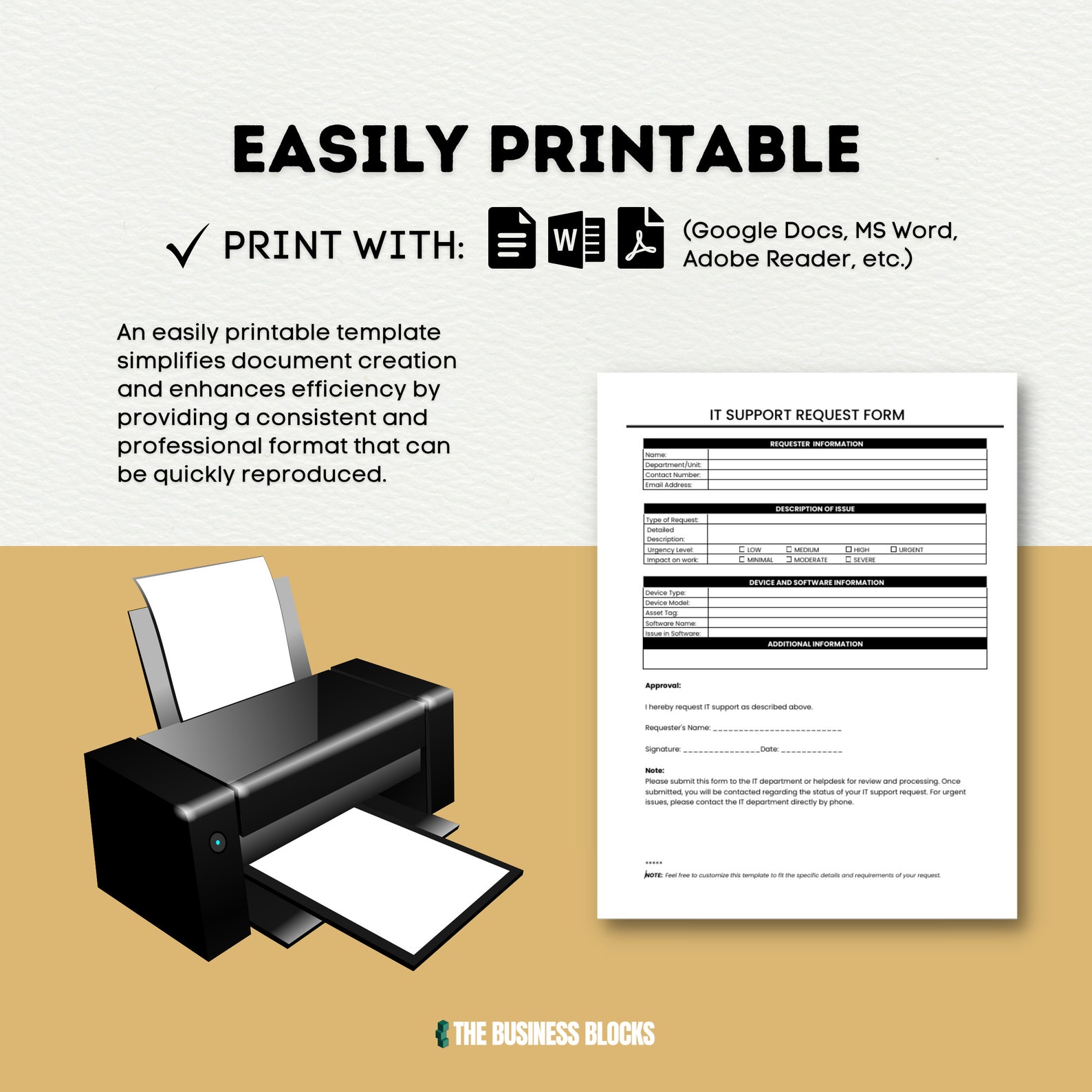 IT Support Request Form Template: Customizable Help Desk (digital ...