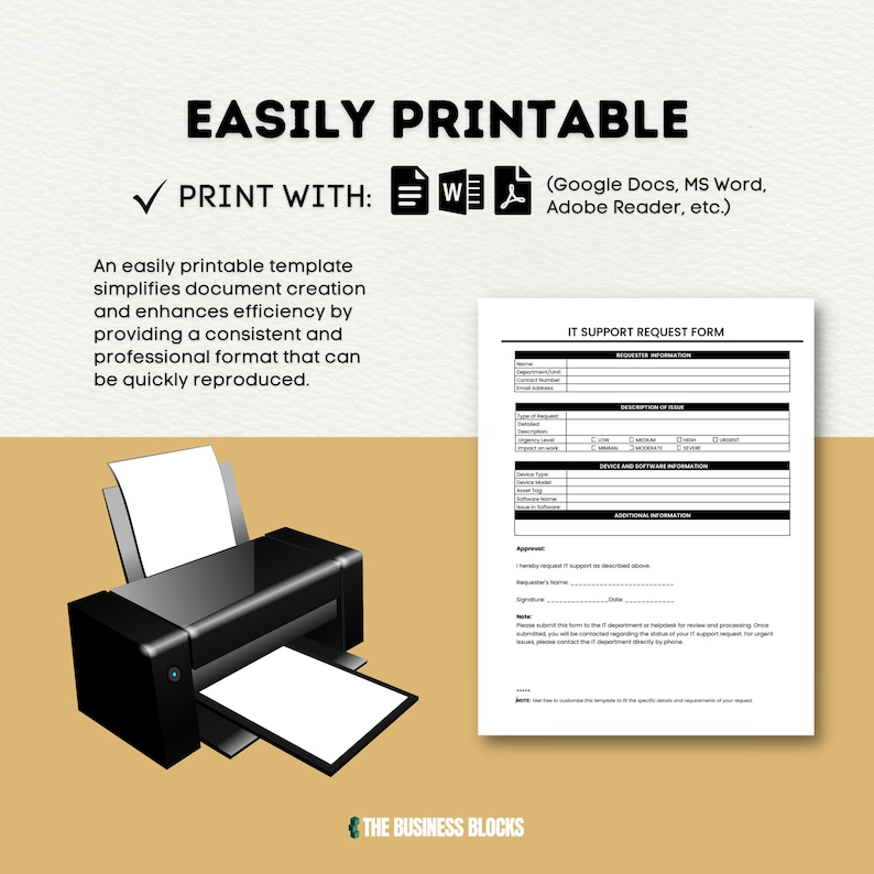 IT Support Request Form Template: Customizable Help Desk (digital ...