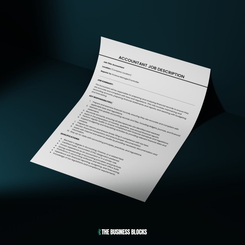 Accountant Job Description Template: Editable, Comprehensive (google ...