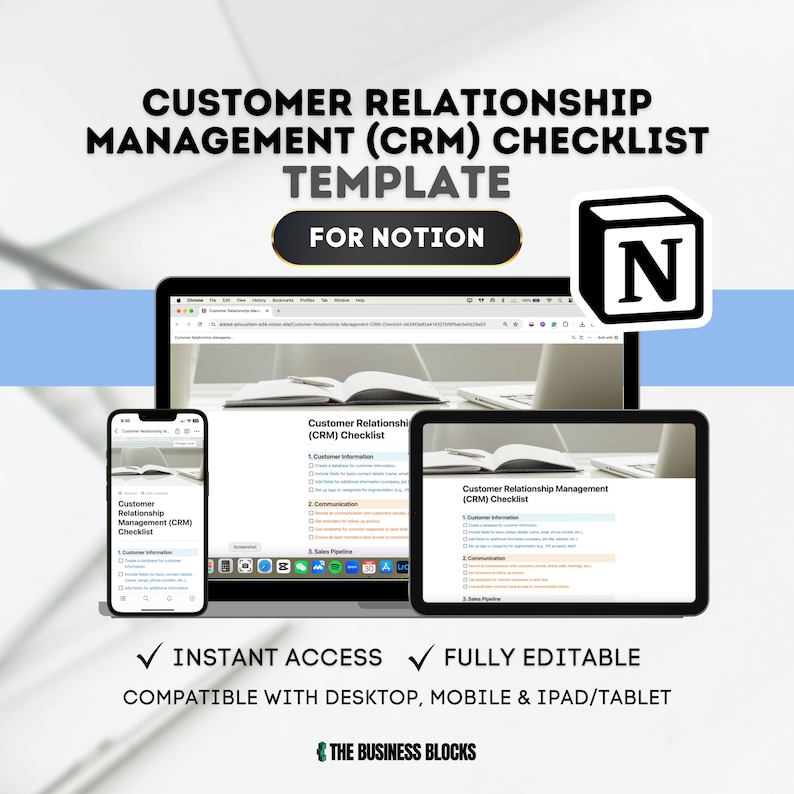 Notion CRM Checklist Template: Customer Relationship Management - Etsy