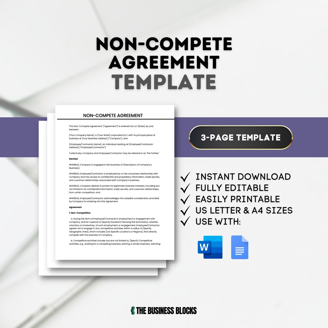 Non Compete Agreement Template Small Business Templates Non Competition ...