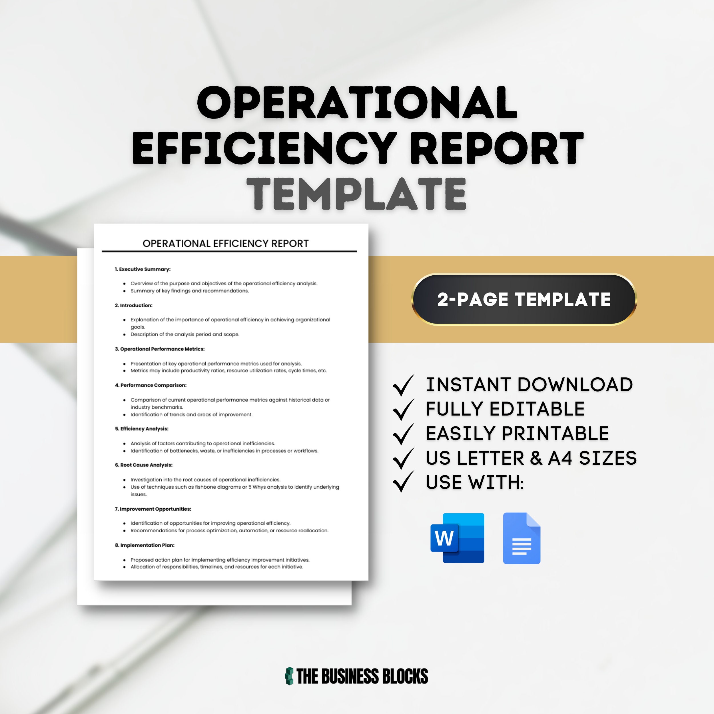 Operational Efficiency Report Template Business Process Optimization Analysis Efficiency ...