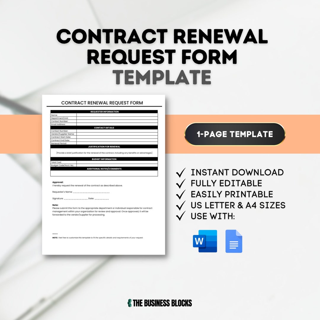 Contract Renewal Request Form Template: Customizable Document (google ...