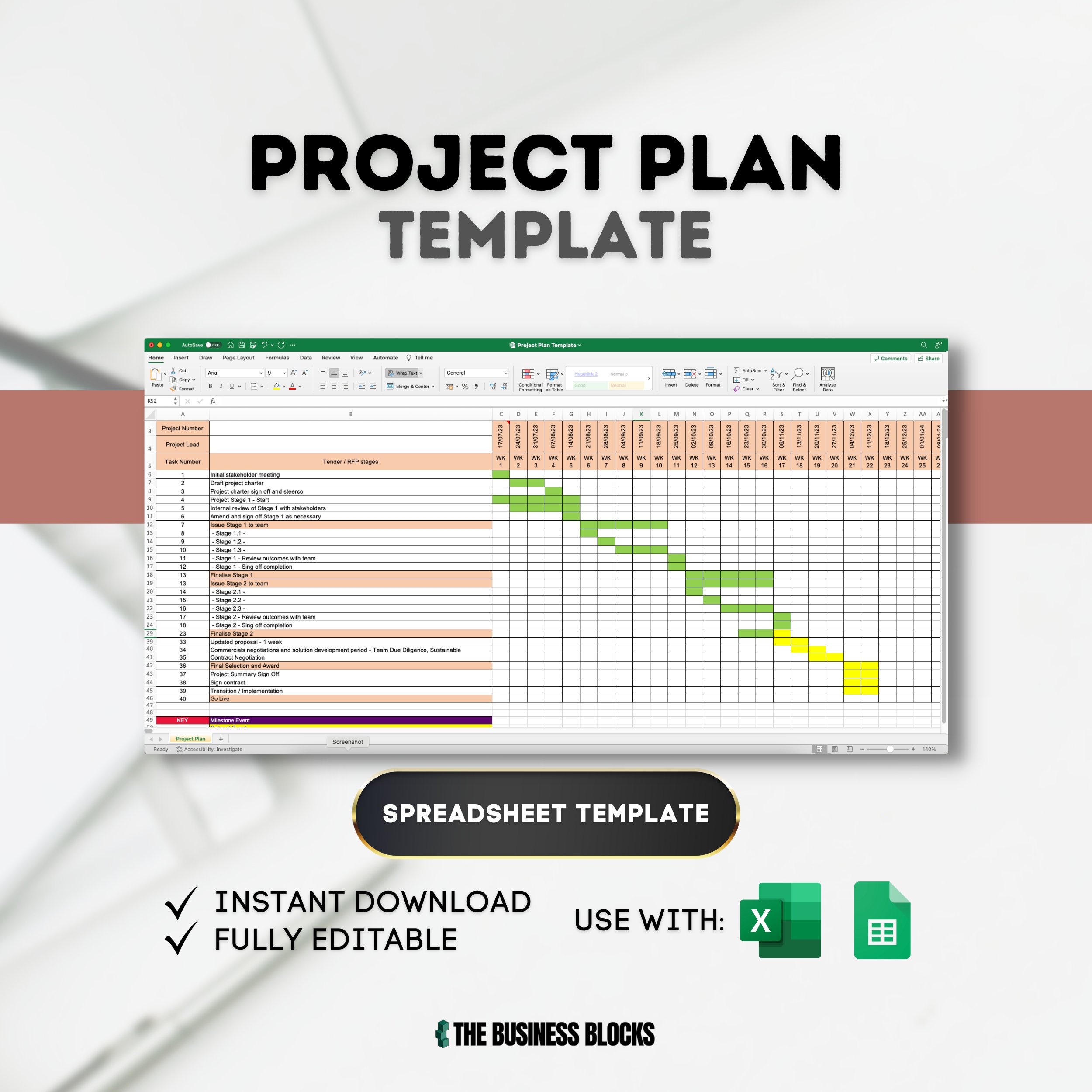 Project Plan Template Project Management Spreadsheet Project Planning ...