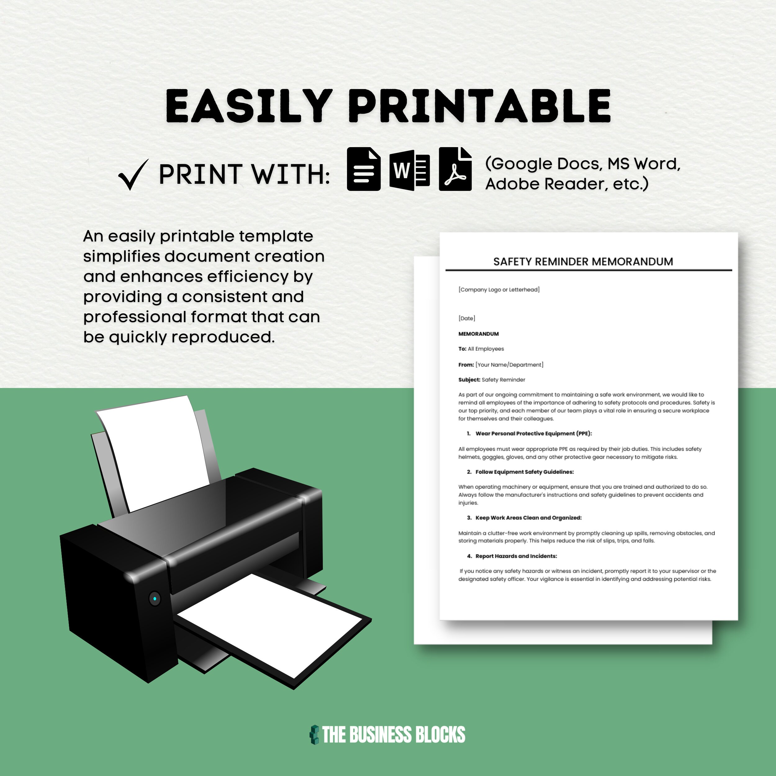 Safety Reminder Memo Template Workplace Safety Memo Format Safety ...