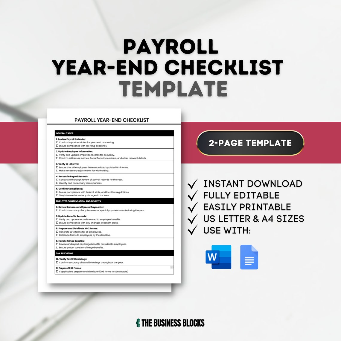 Payroll Year-end Checklist Template Year-end Payroll Processing Payroll ...