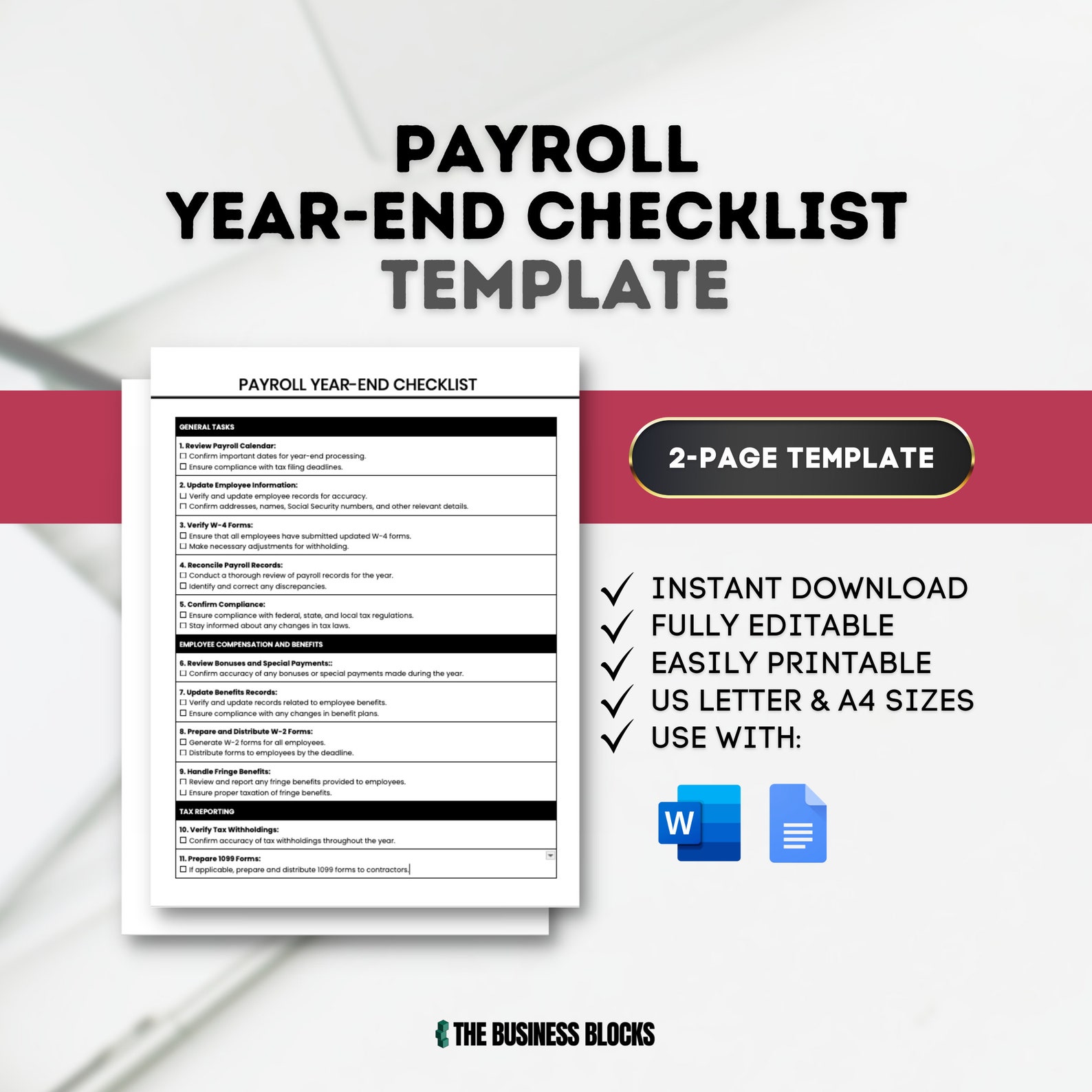 Payroll Year-end Checklist Template Year-end Payroll Processing Payroll ...