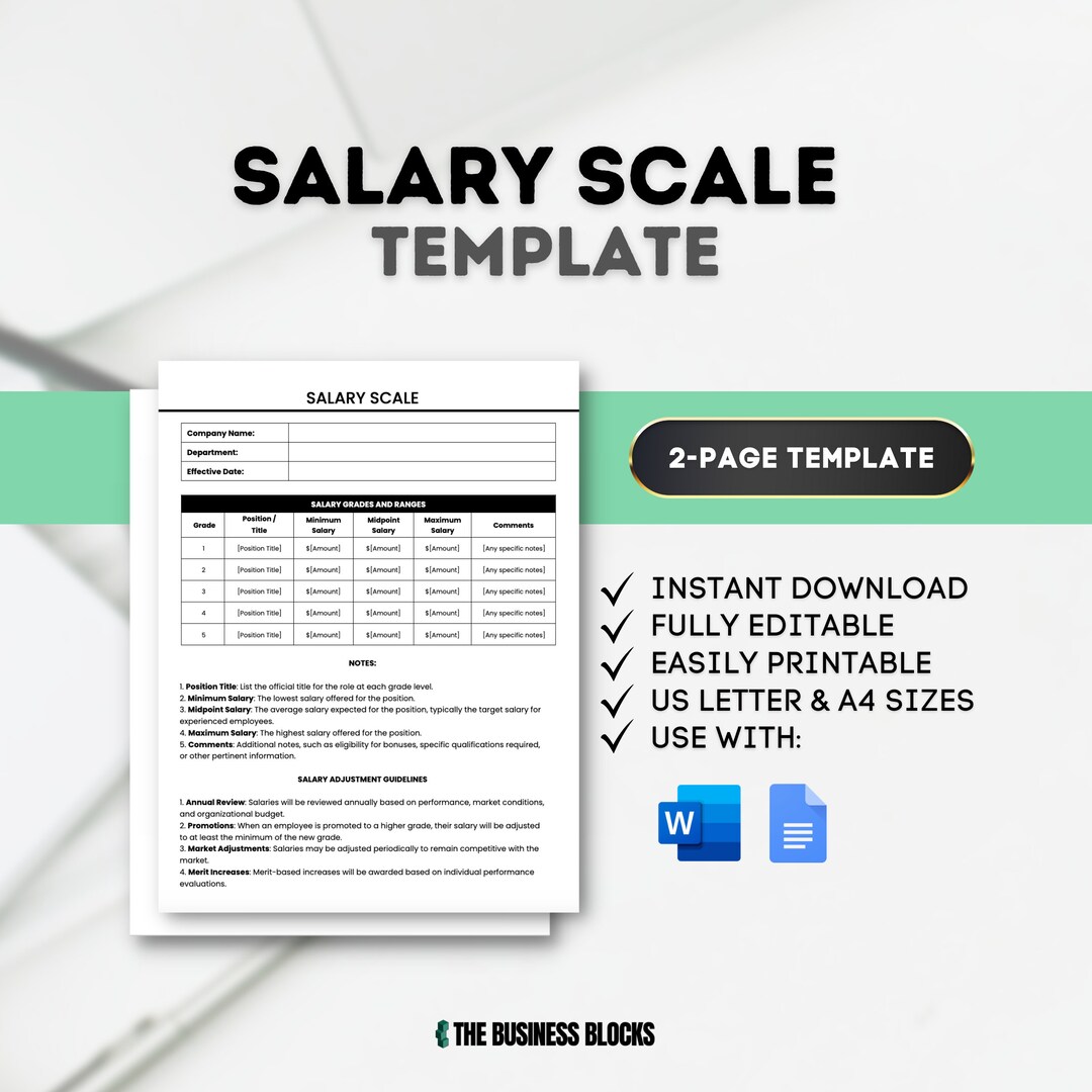 Salary Scale Template Compensation Pay Structure digital Download Salary Scale Template Compensation Pay Structure digital Download