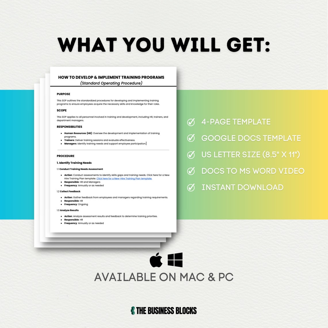 Training Program SOP Template: Employee Development (google Docs, MS ...