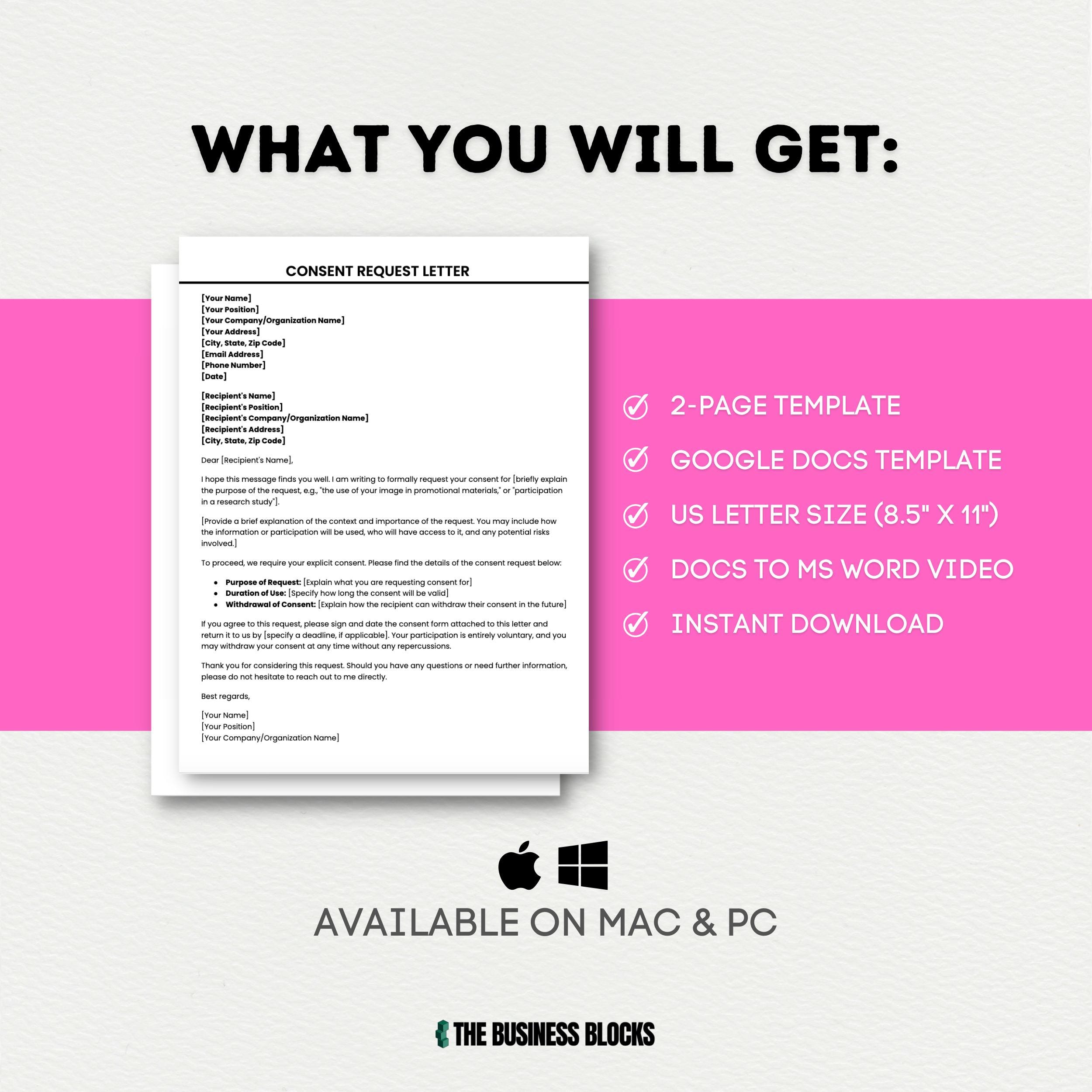Consent Request Letter Template How to Write a Consent Request Consent ...