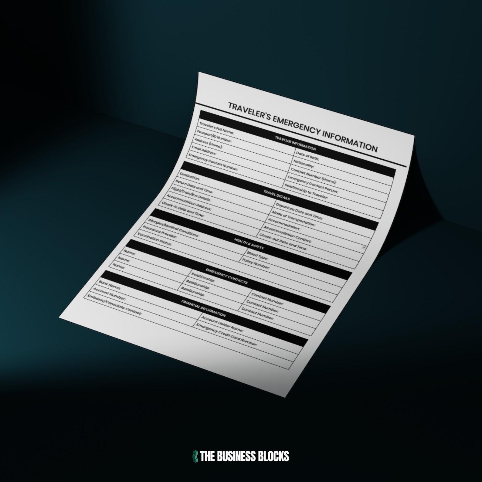 Travel Emergency Information Template: Safety Contact List (digital ...