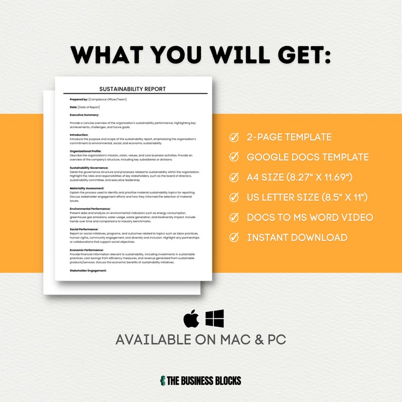 Sustainability Report Template: Environmental Impact Analysis (google Docs, MS Word) - Etsy