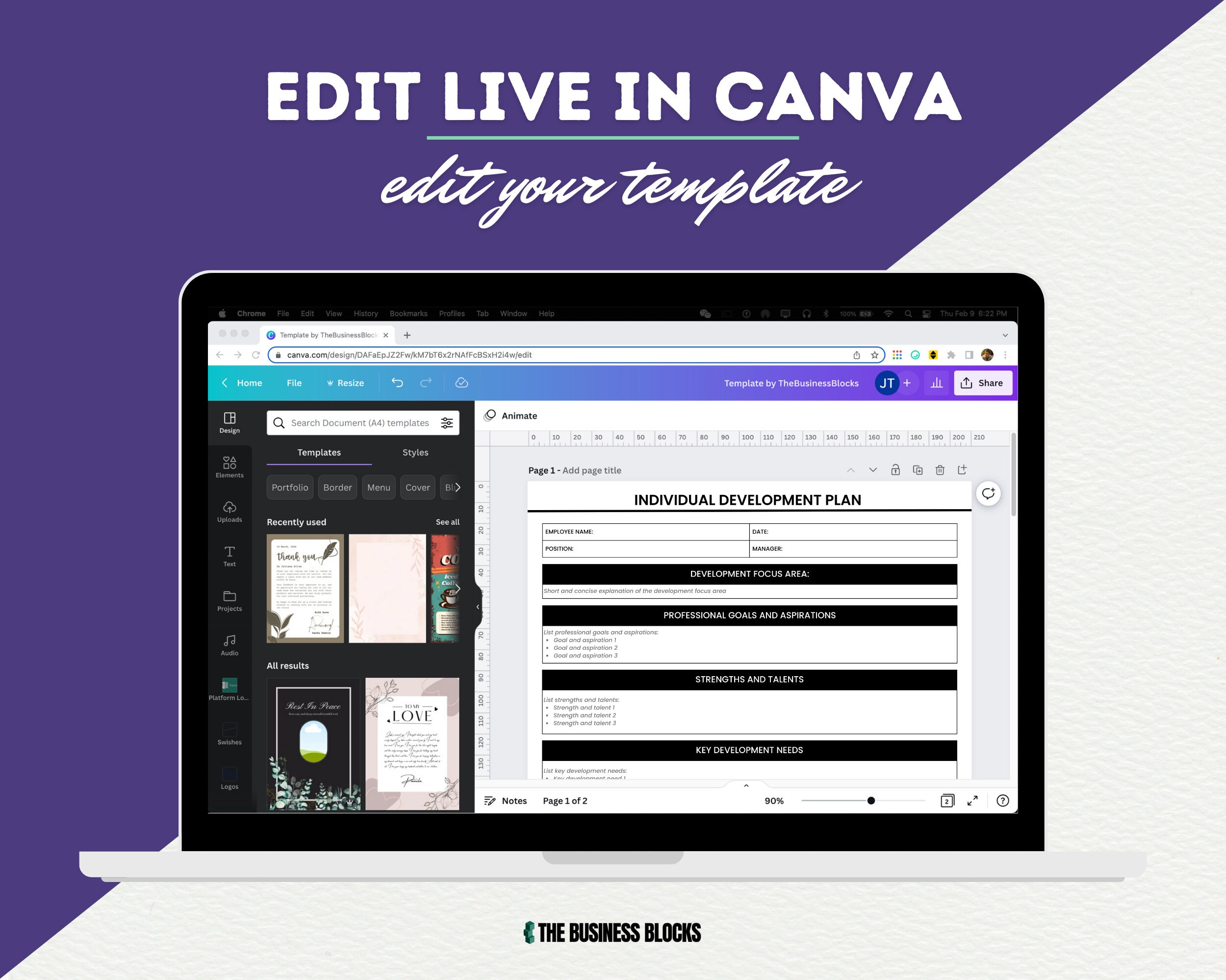 Individual Development Plan Template: Editable Canva & Google Docs ...