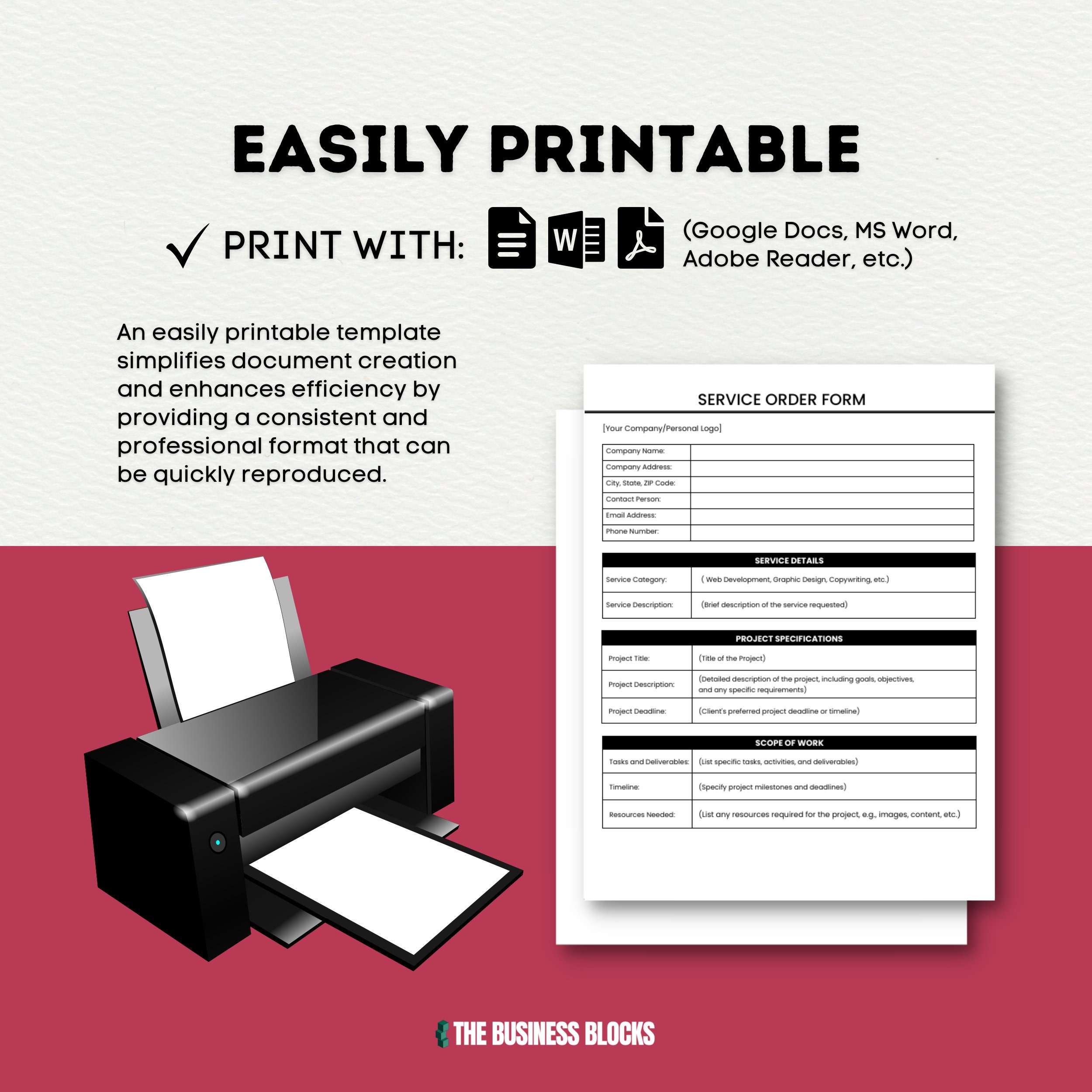 Service Order Form Template Order Form for Services Custom Service ...