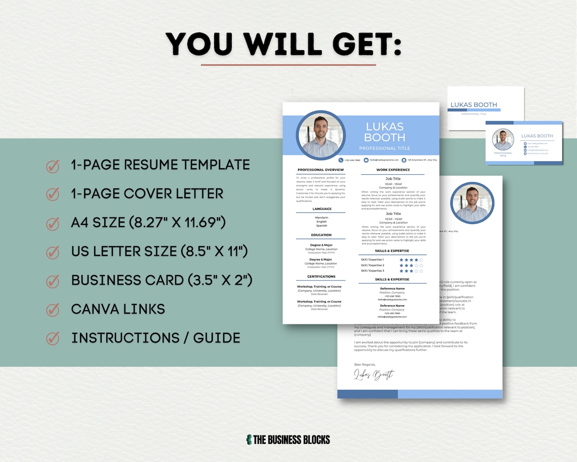 Resume Canva Business Card Templates Simple Modern Resume - Etsy