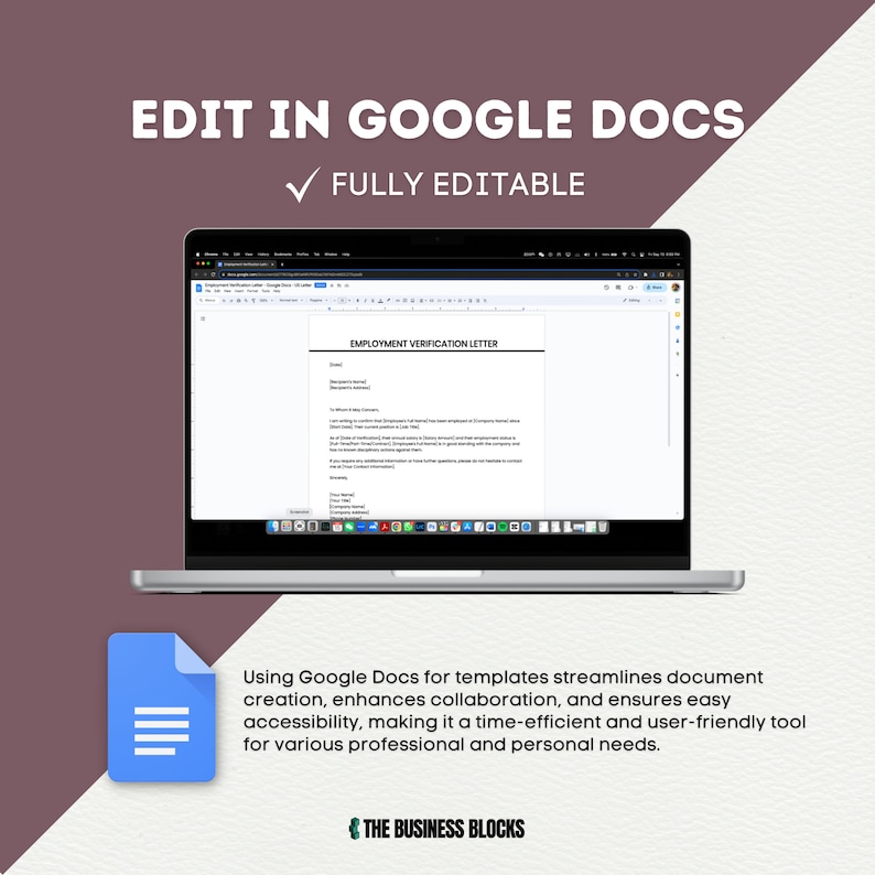 Employment Verification Letter Template: HR Business Form (google Docs ...