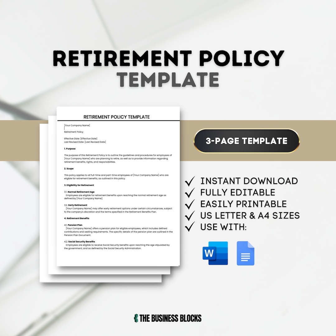 Retirement Policy Template Human Resources Employee Offboarding HR ...