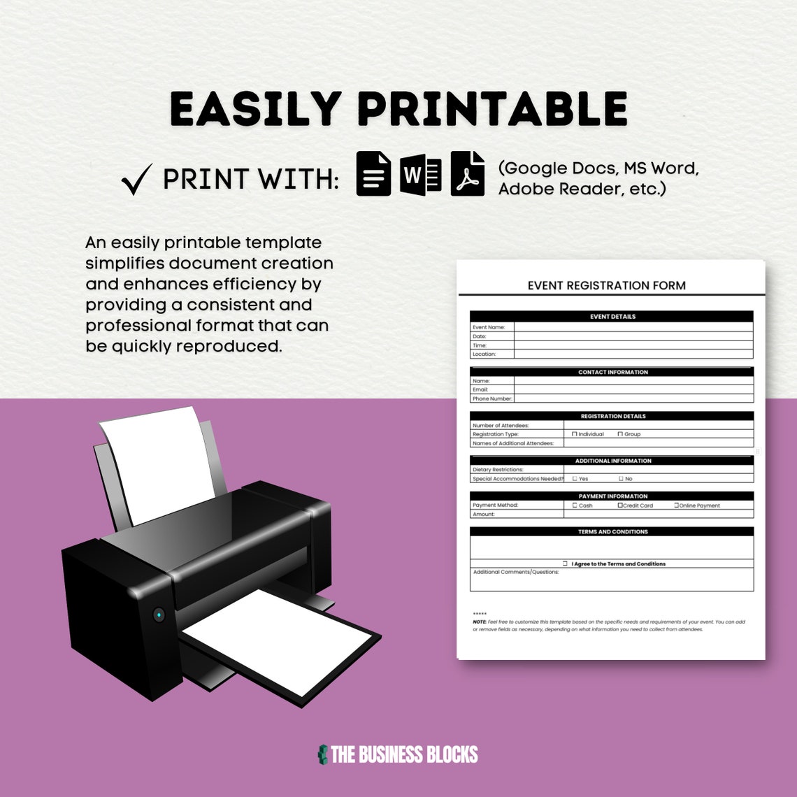Event Registration Form Template: Customizable Attendee Details ...