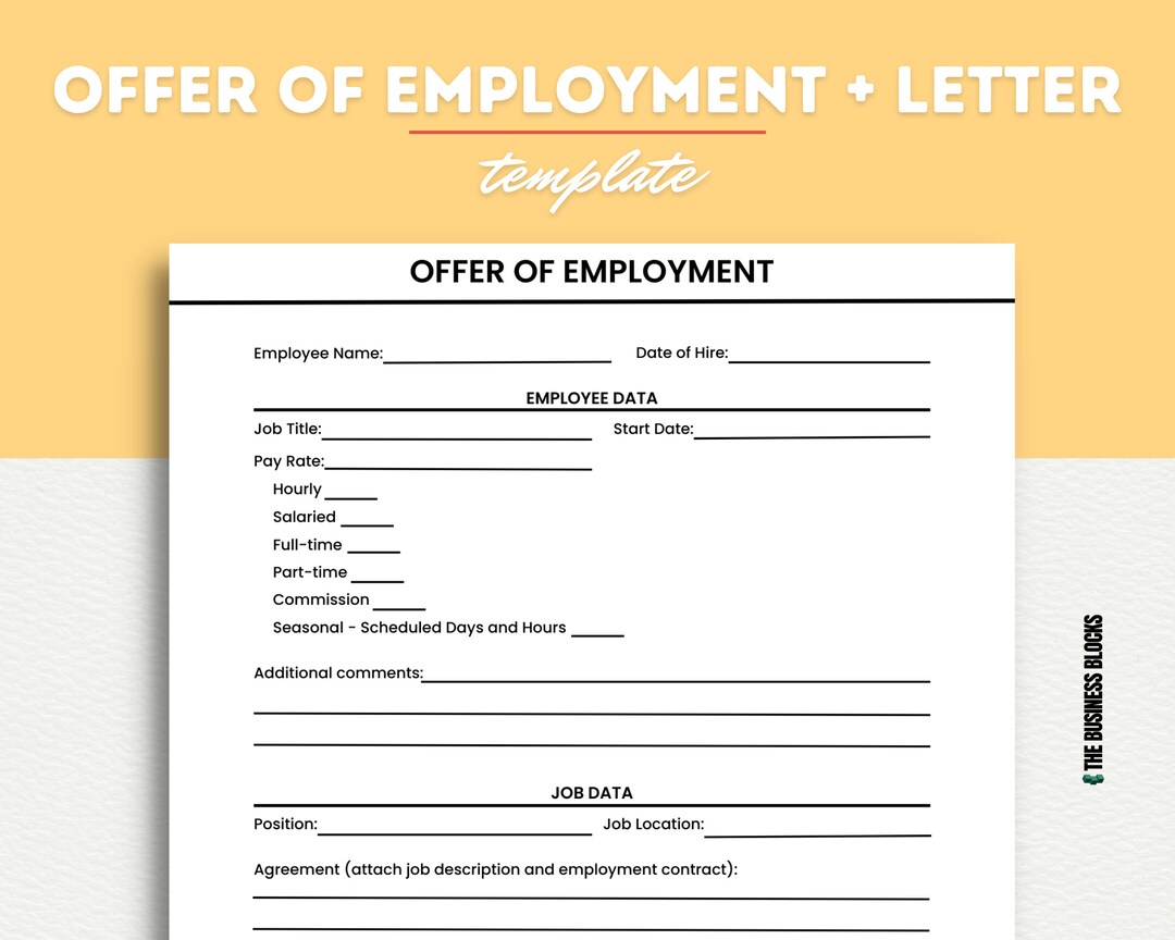 Job Offer Letter Template Employment Offer Letter Employee - Etsy UK