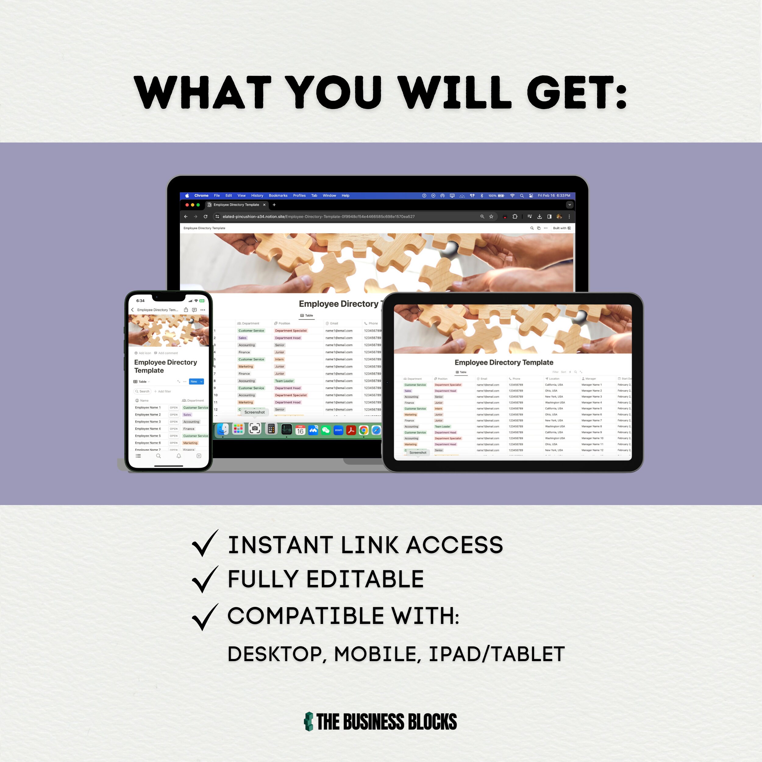 NOTION Employee Directory Template Employee Database Organizational ...