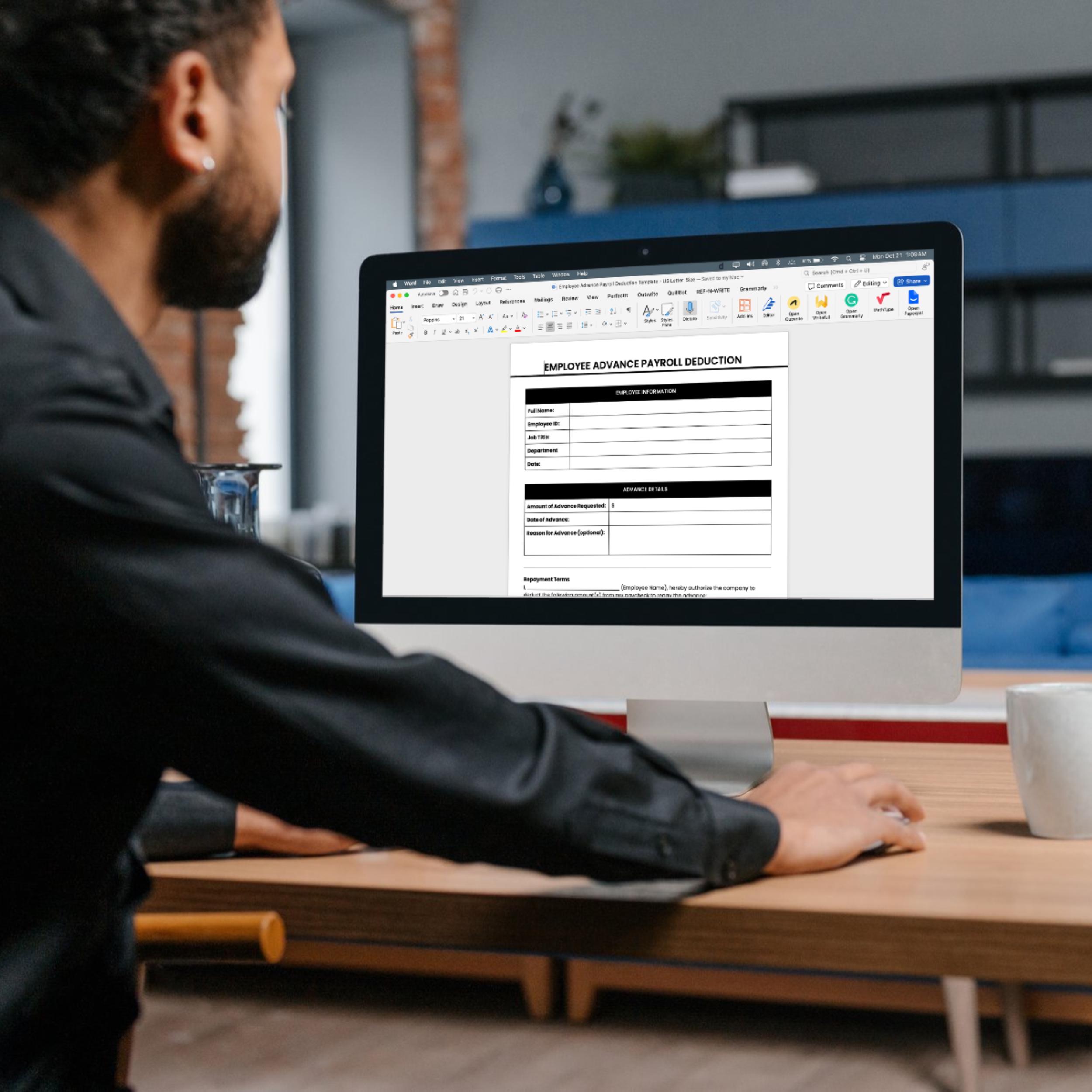Employee Advance Payroll Deduction Template (google Docs, MS Word) - Etsy