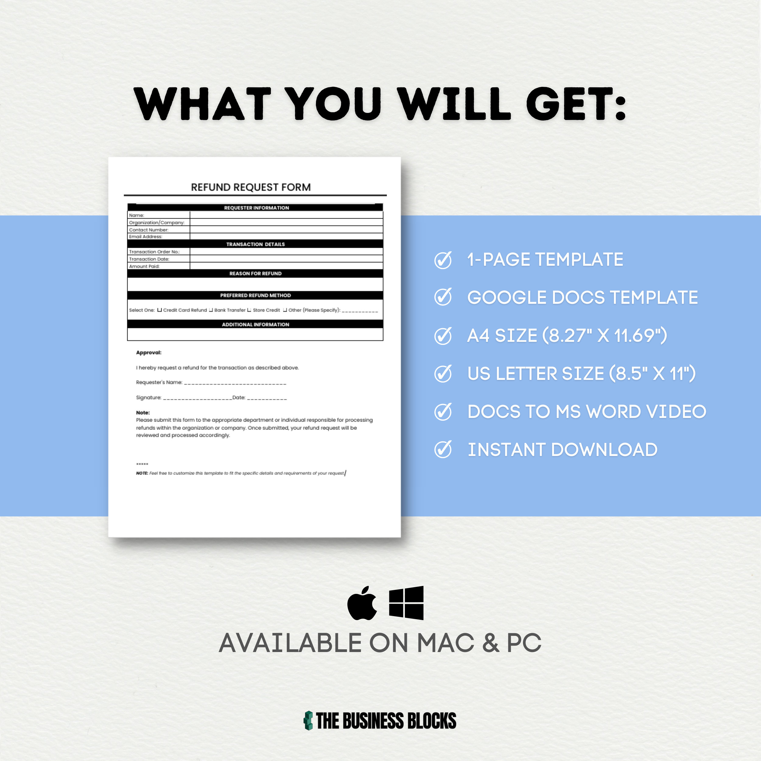 Refund Request Form Template: Customizable Refund Policy (digital ...