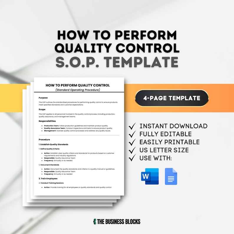 How to Perform Quality Control SOP Template Quality Assurance Template Inspection Checklist ...