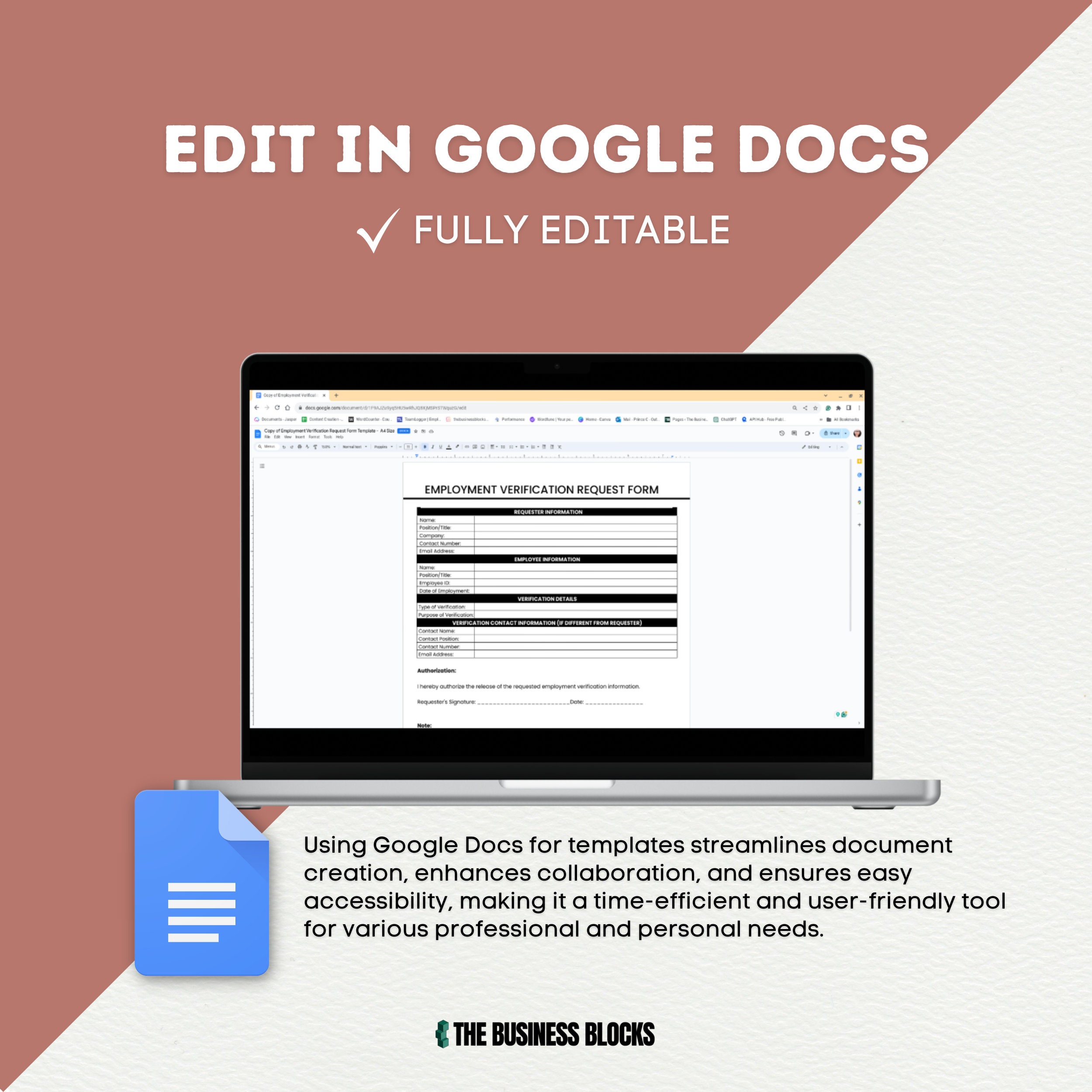 Employment Verification Request Form Template (google Docs, MS Word) - Etsy