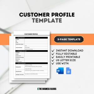 Customer Profile Template: Client Profile Worksheet (digital Download ...