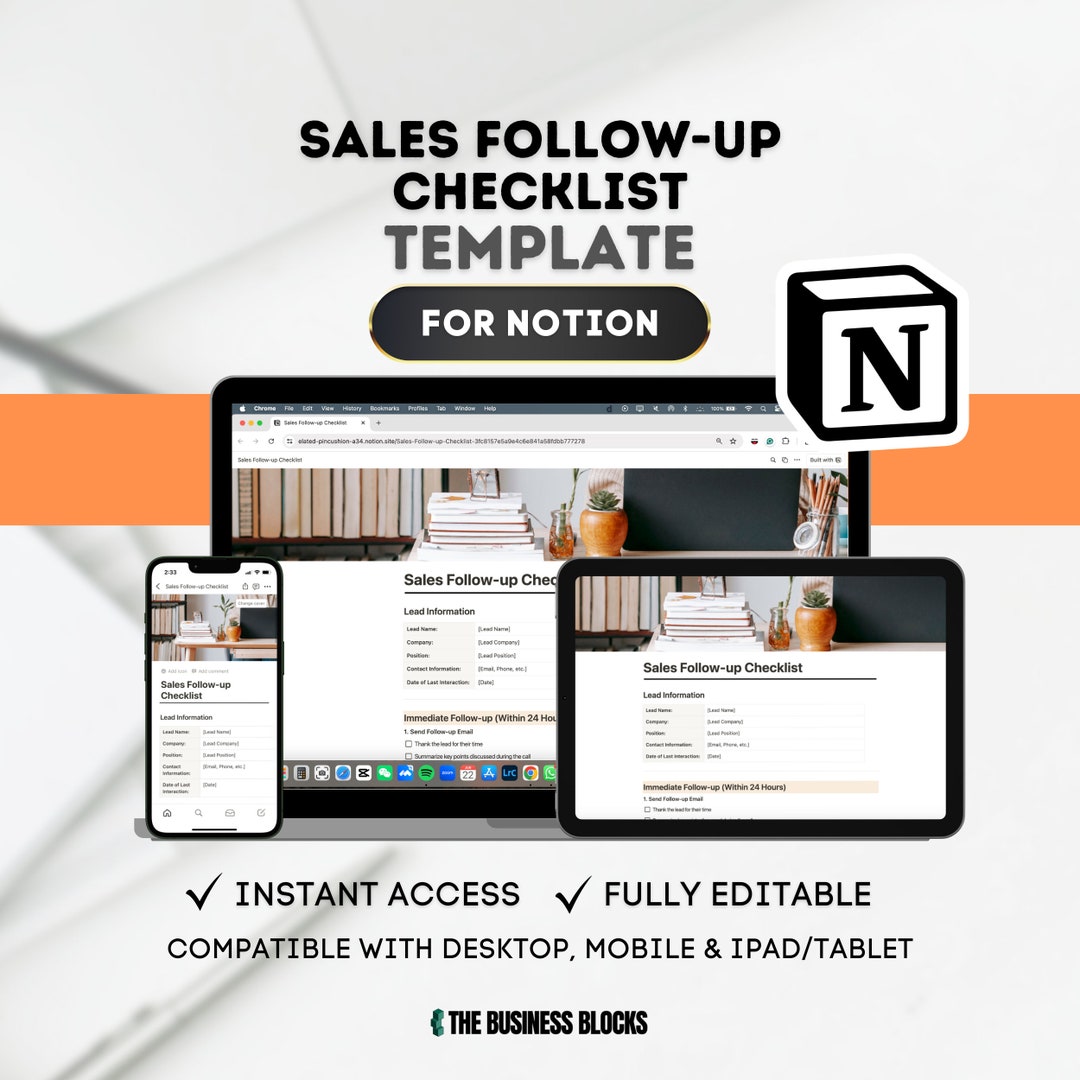 Notion Sales Follow-up Checklist Template (digital Download) - Etsy