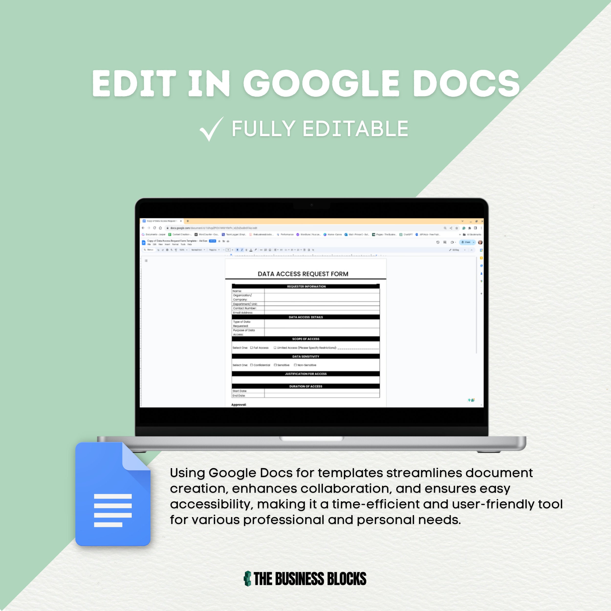 Data Access Request Form Template: GDPR Data Management (google Docs ...