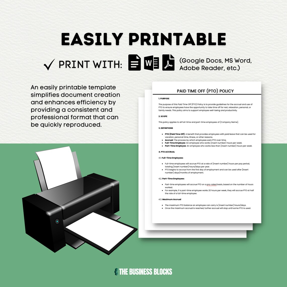 PTO Policy Template: Paid Time off Guidelines (google Docs, MS Word) - Etsy