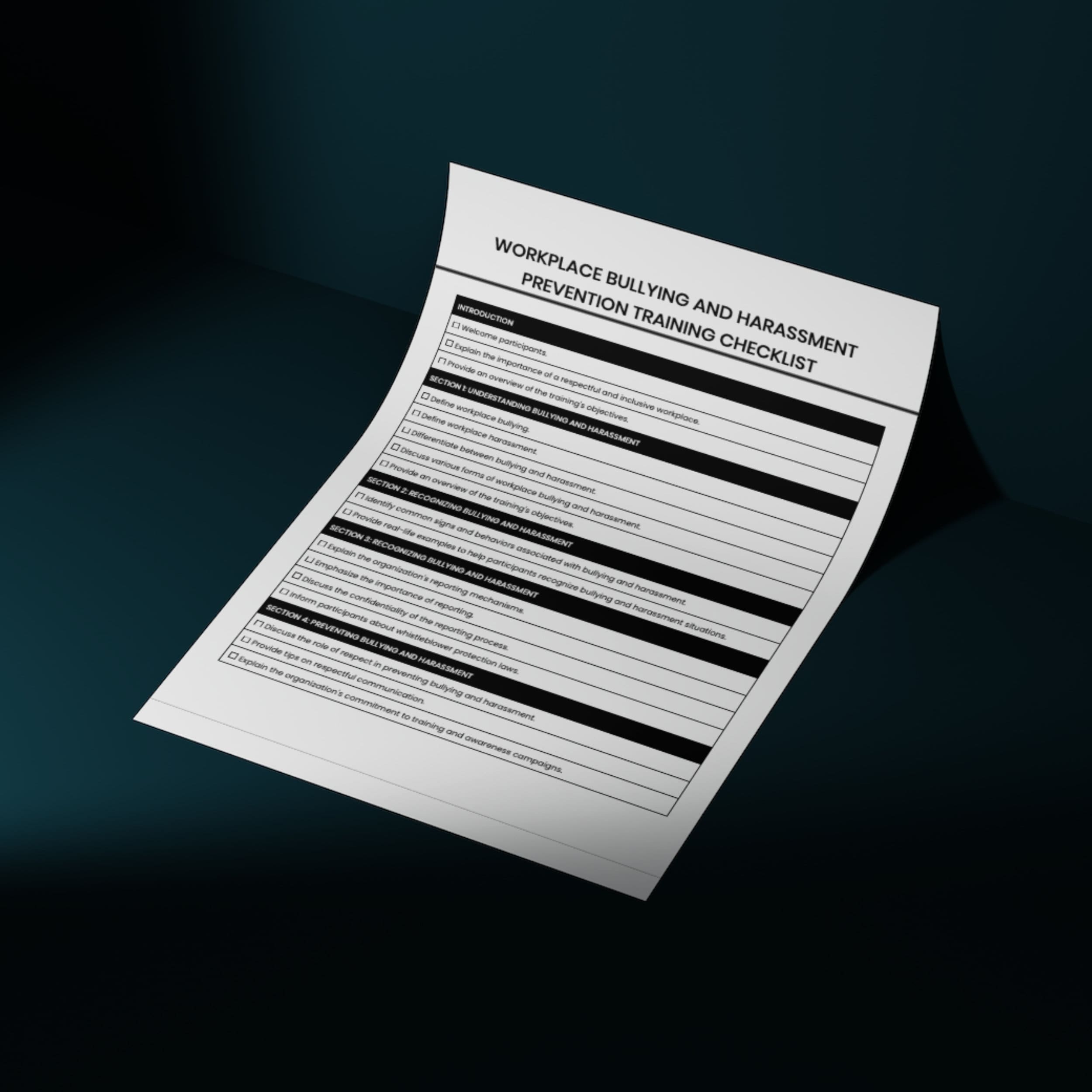 Workplace Bullying Prevention Training Checklist Template (google Docs ...