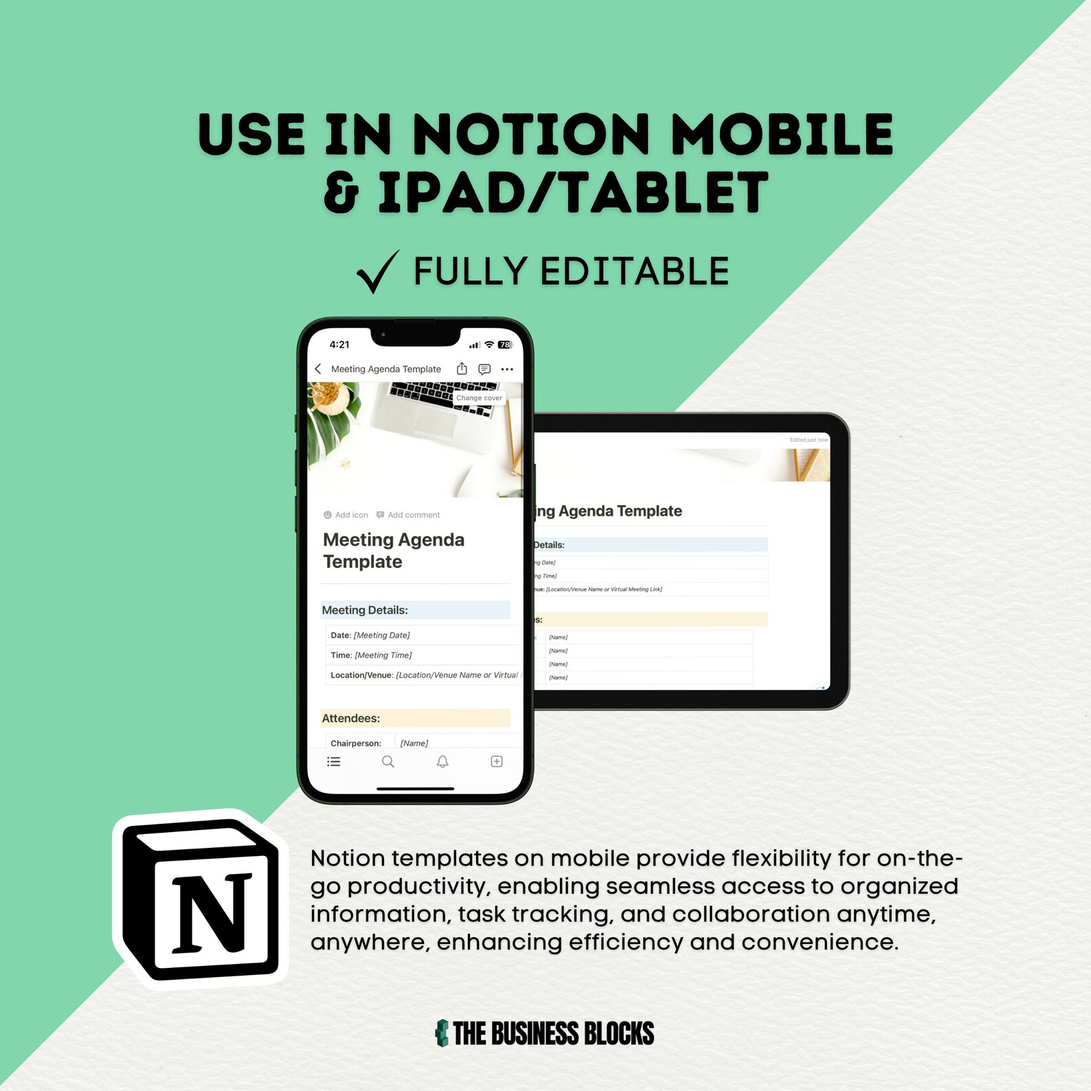 NOTION Meeting Agenda Template Customizable Meeting Planner Template ...