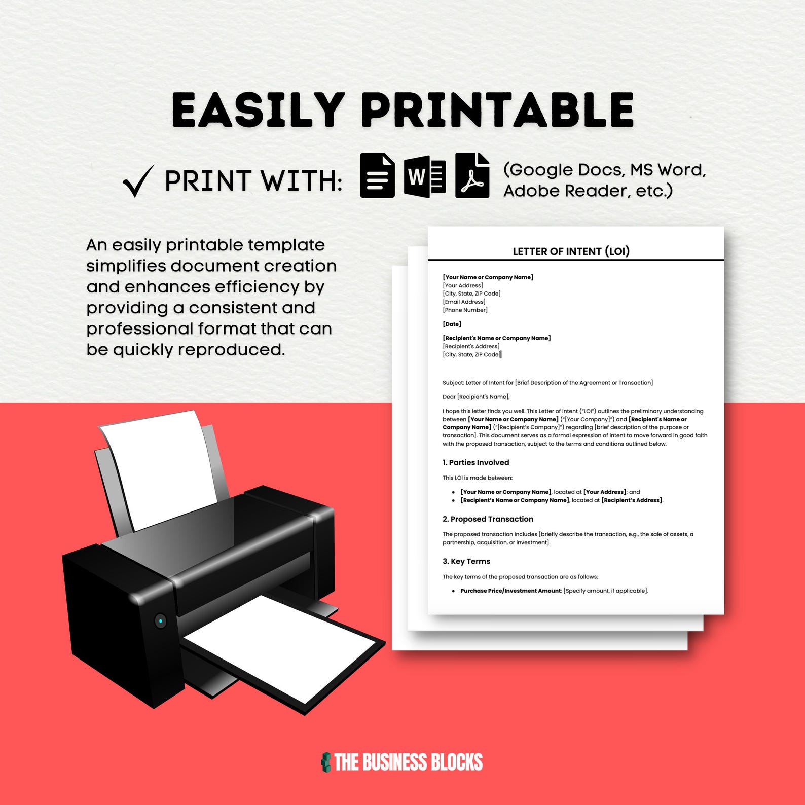 Letter of Intent Template: Professional LOI Format (digital Download ...
