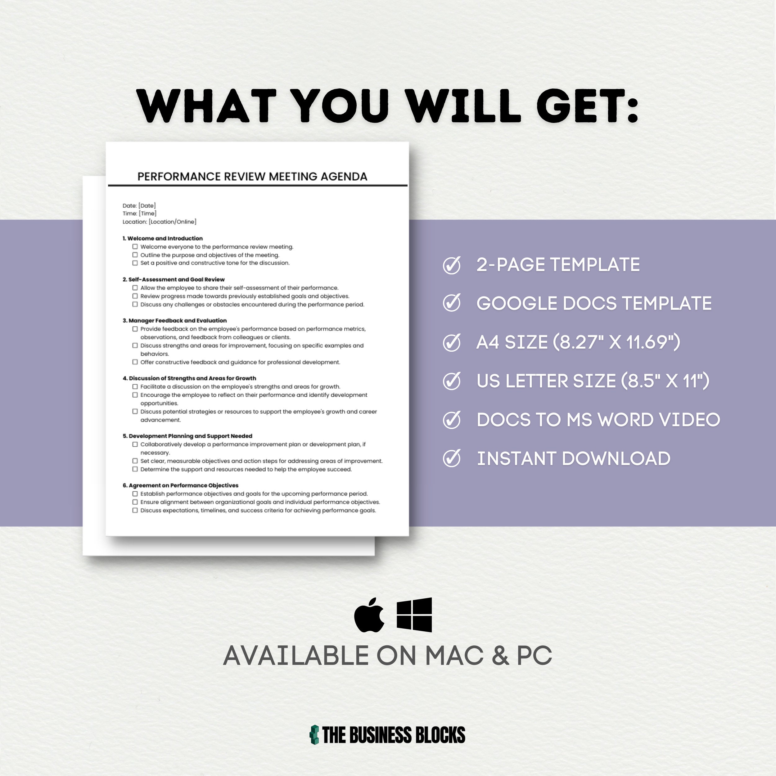 Performance Review Meeting Agenda Template Performance Evaluation ...