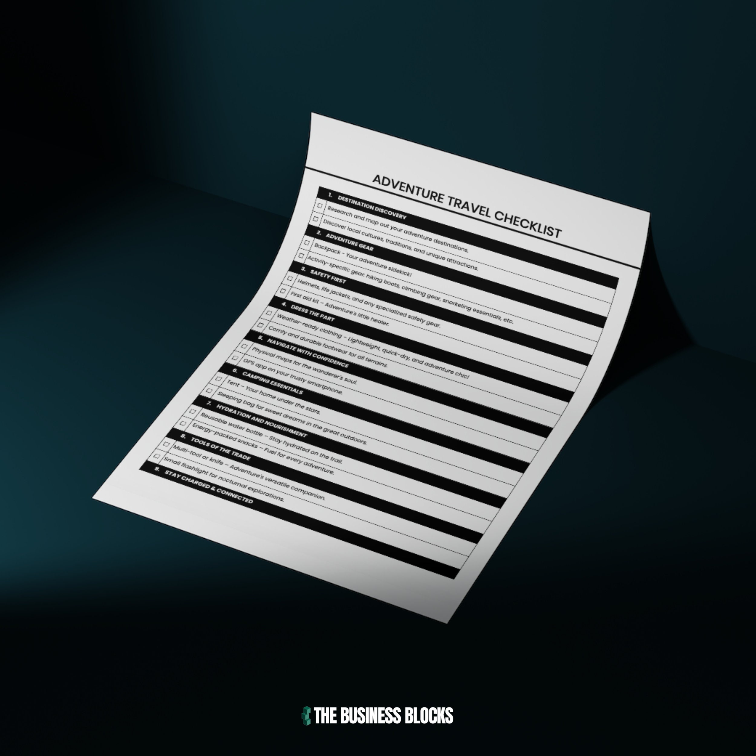 Adventure Travel Checklist Template Outdoor Adventure Checklist Travel ...