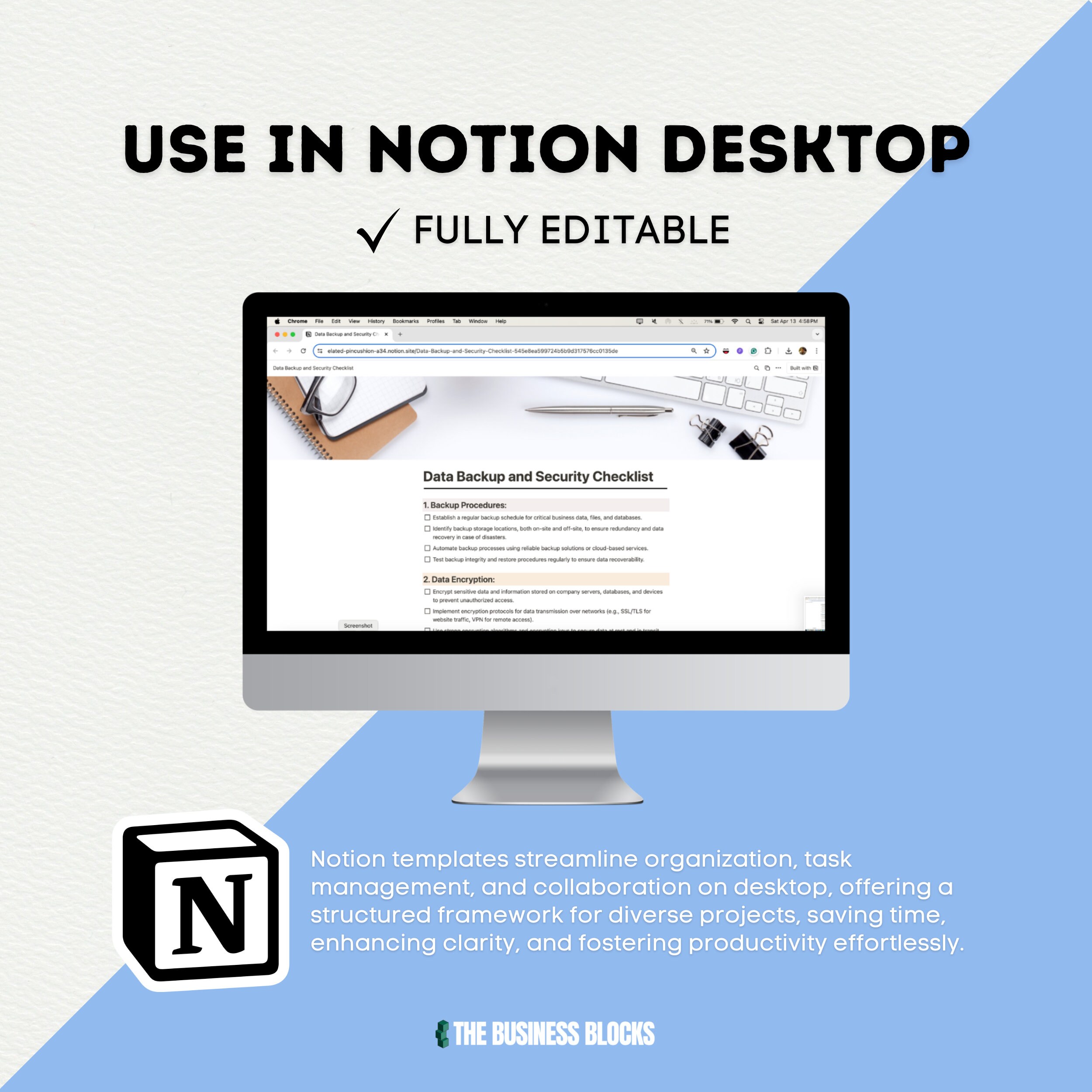 NOTION Data Backup and Security Checklist Template Data Security Template Cybersecurity ...