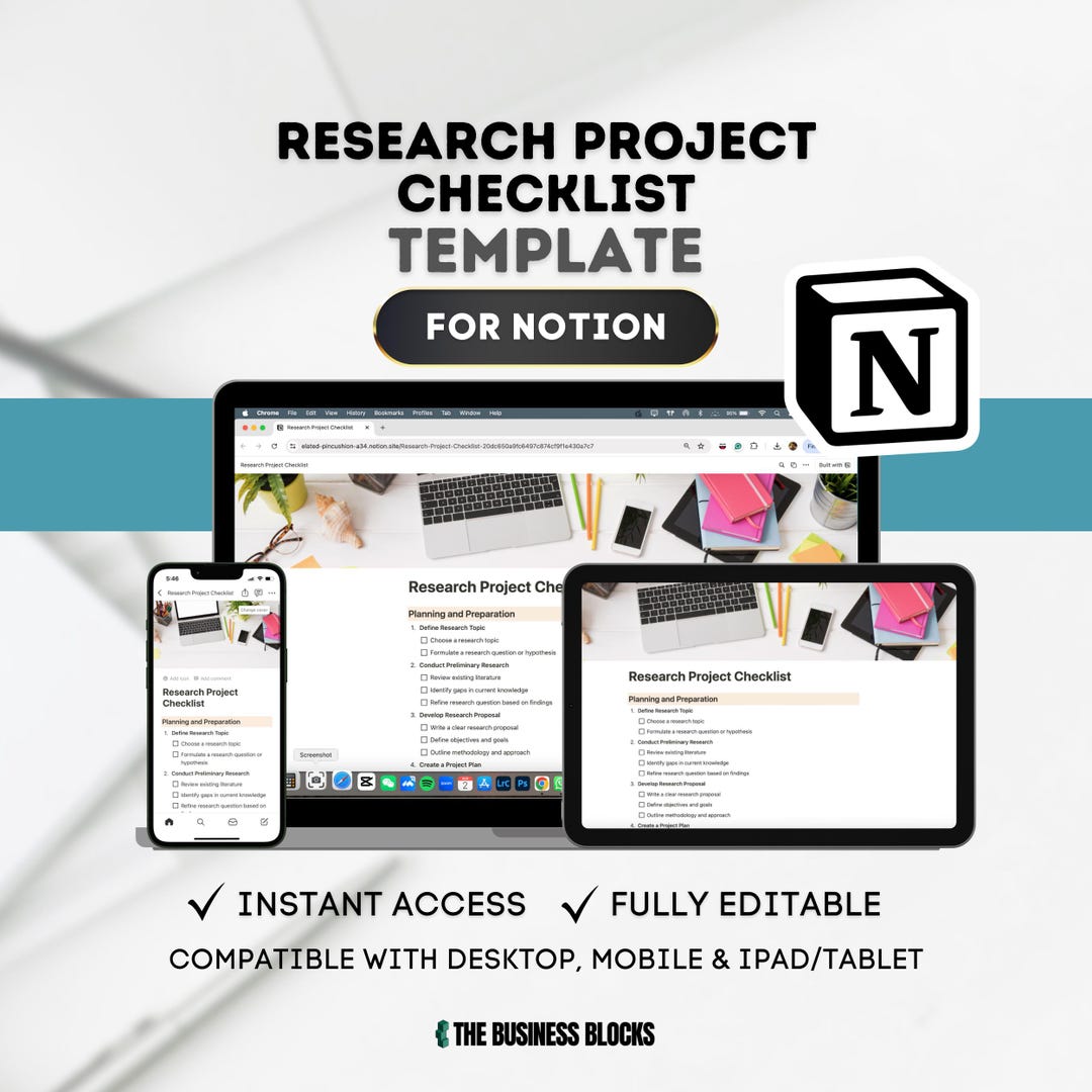 Notion Research Project Checklist Template (digital Download) - Etsy