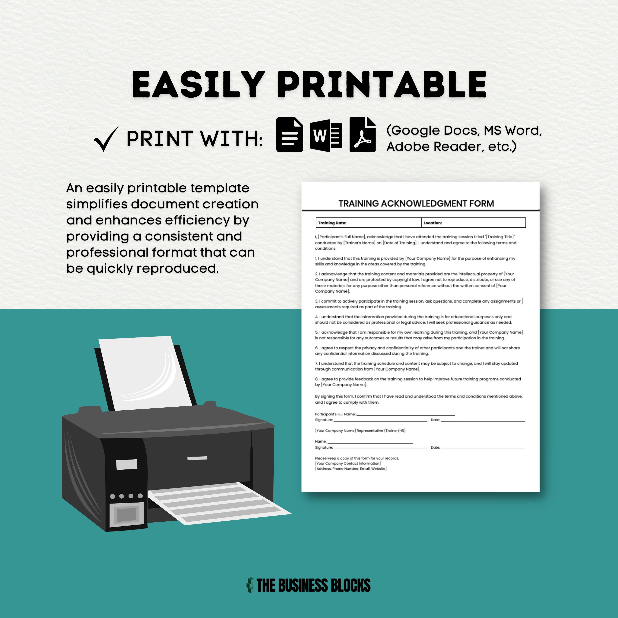 Training Acknowledgment Form Template Employee Training Form Training ...