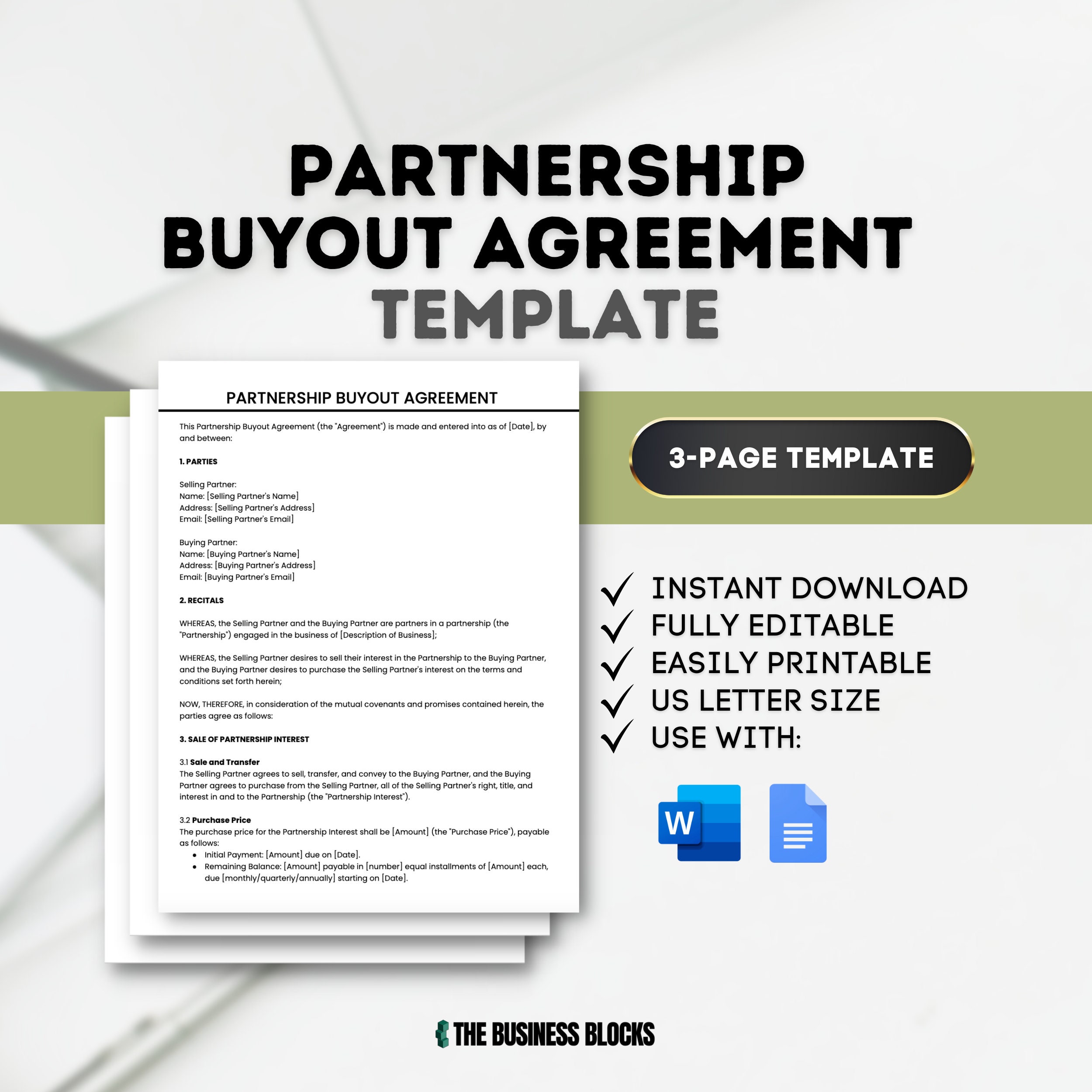 Partnership Buyout Agreement Template: Small Business Exit Contract ...