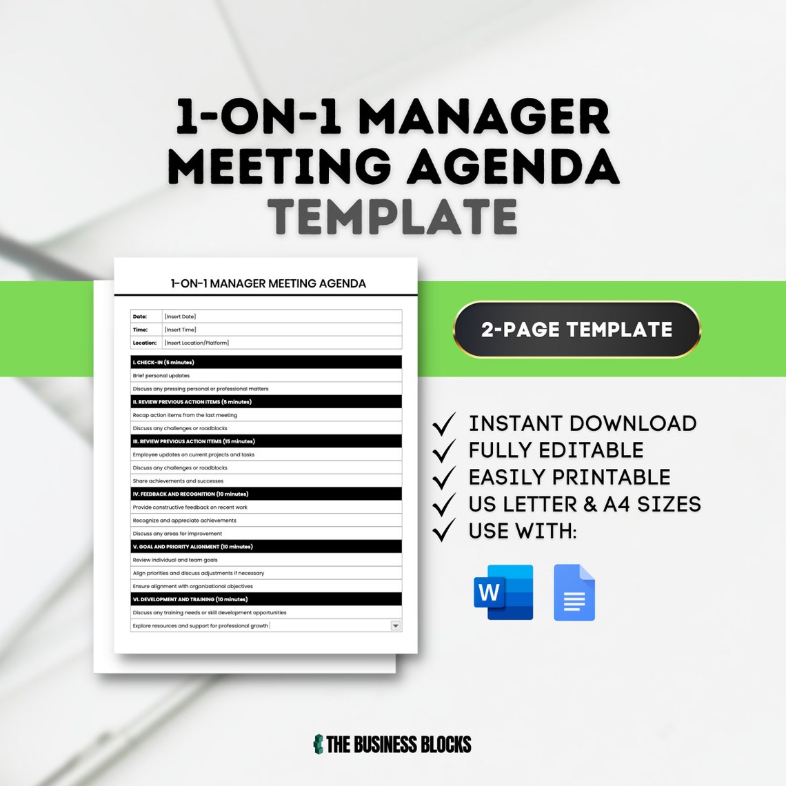 1-on-1 Manager Meeting Agenda Template 1:1 Meeting Format Managerial ...