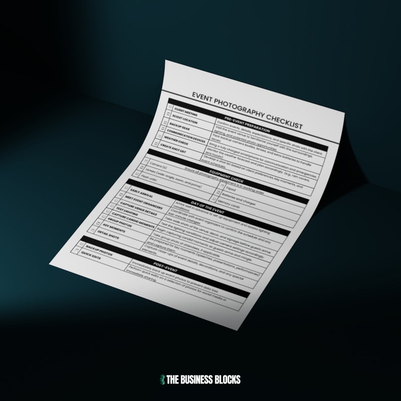 Event Photography Checklist Template: Shot List & Workflow (google Docs ...